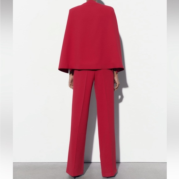 Zara | Jackets & Coats | Zara Cape Blazer Jacket W Slits Bloggers Red ...